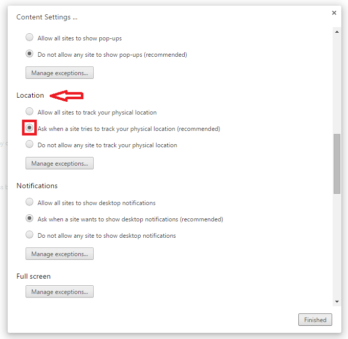 Enable Geo Location in Browser | showtimes.com