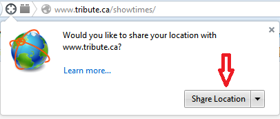 Enable Geo Location in Browser | showtimes.com